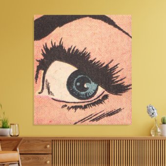 Comic Roy Lichtenstein Style Blue Eye Canvas Print | Zazzle