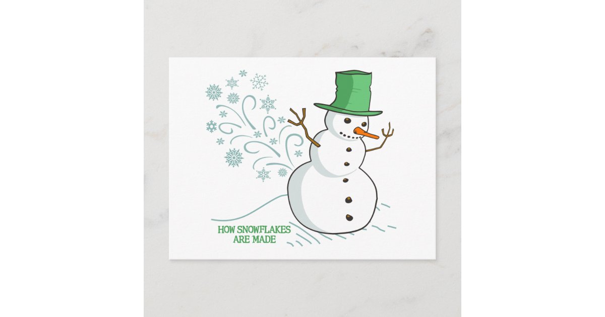 Comic Snowman Farts Snowflakes Postcard | Zazzle