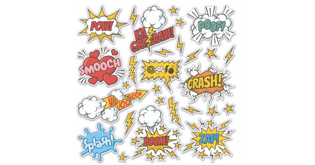 Comic Sound Effects Sticker Set | Zazzle