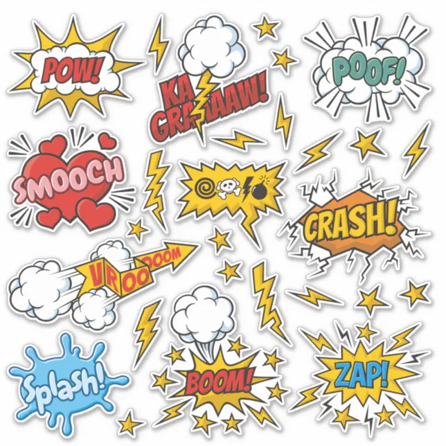Comic Sound Effects Sticker Set | Zazzle
