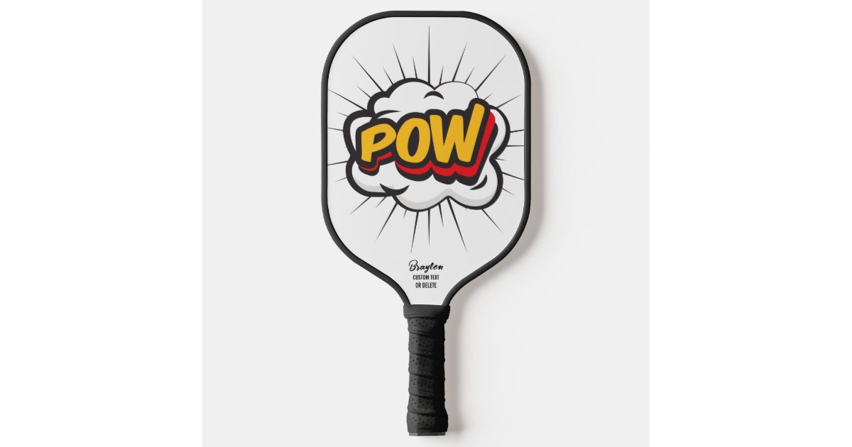 Comic Strip Action Bubble POW Custom Text Name Pickleball Paddle | Zazzle
