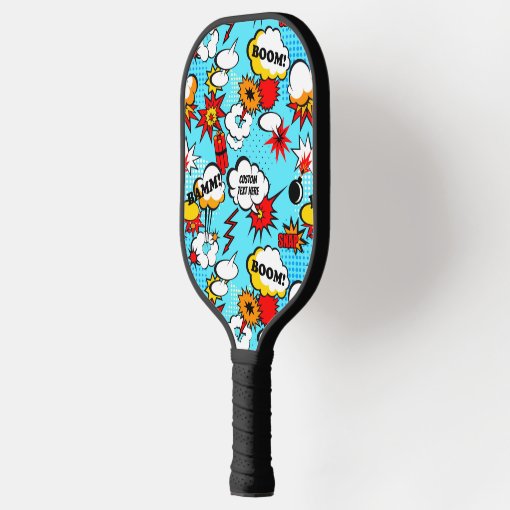 Comic Strip BAMM BOOM Custom Text Action Bubble Pickleball Paddle | Zazzle