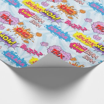 Comic Style Girly Super Hero Design Wrapping Paper | Zazzle
