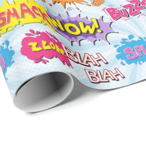 Comic Style Girly Super Hero Design Wrapping Paper | Zazzle