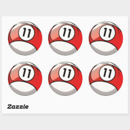 Comic Style Number 11 Billiards Ball Classic Round Sticker | Zazzle