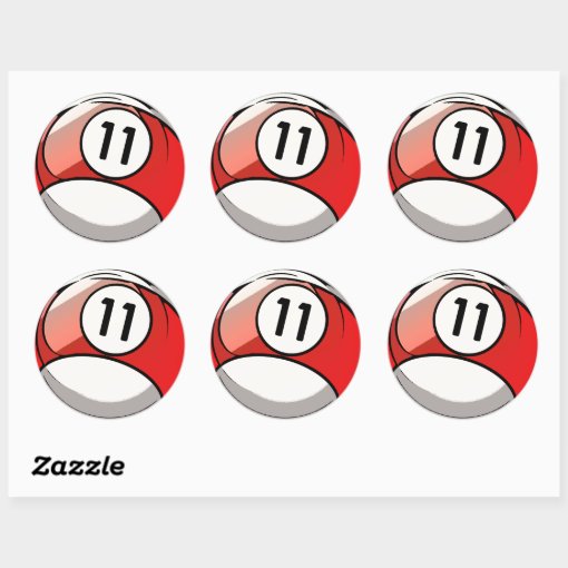 Comic Style Number 11 Billiards Ball Classic Round Sticker | Zazzle