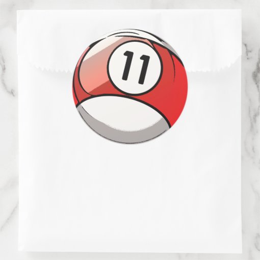 Comic Style Number 11 Billiards Ball Classic Round Sticker | Zazzle