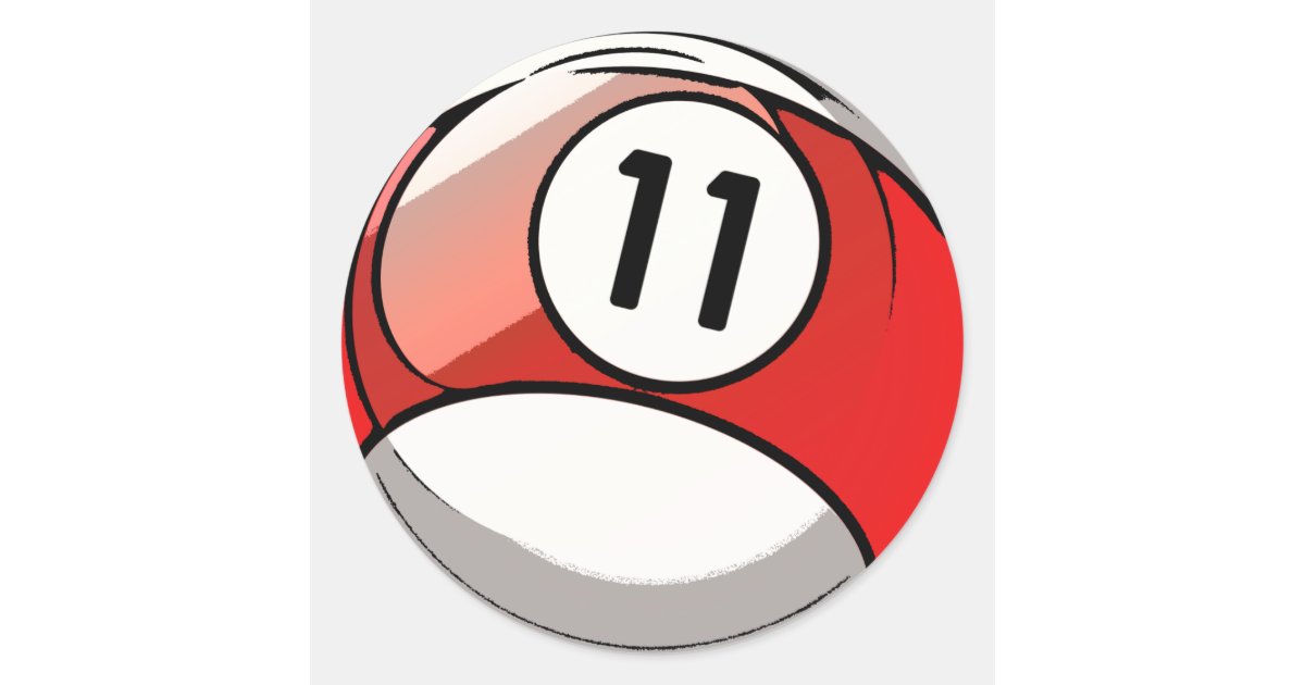 Comic Style Number 11 Billiards Ball Classic Round Sticker | Zazzle