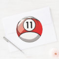 Comic Style Number 11 Billiards Ball Classic Round Sticker | Zazzle