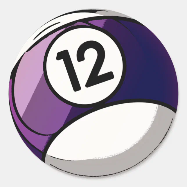 Comic Style Number 12 Billiards Ball Classic Round Sticker | Zazzle
