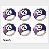 Comic Style Number 12 Billiards Ball Classic Round Sticker | Zazzle