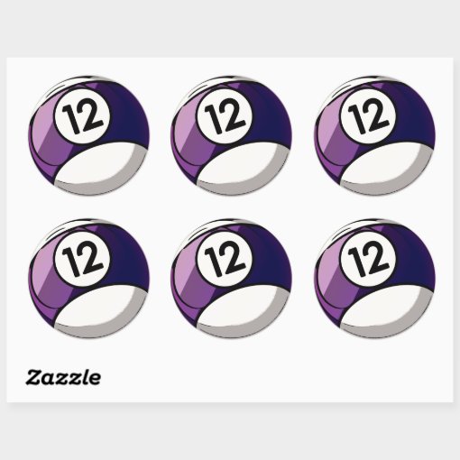 Comic Style Number 12 Billiards Ball Classic Round Sticker | Zazzle