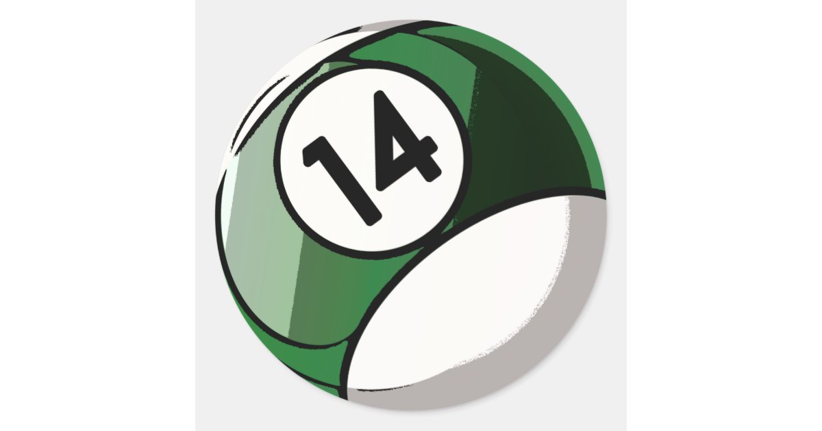 Comic Style Number 14 Billiards Ball Classic Round Sticker | Zazzle