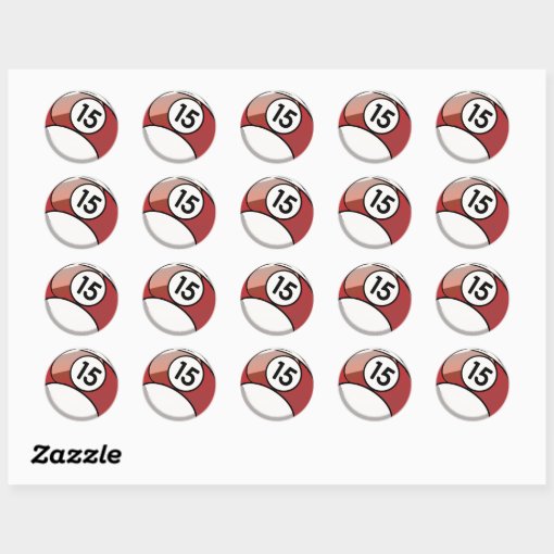 Comic Style Number 15 Billiards Ball Classic Round Sticker | Zazzle