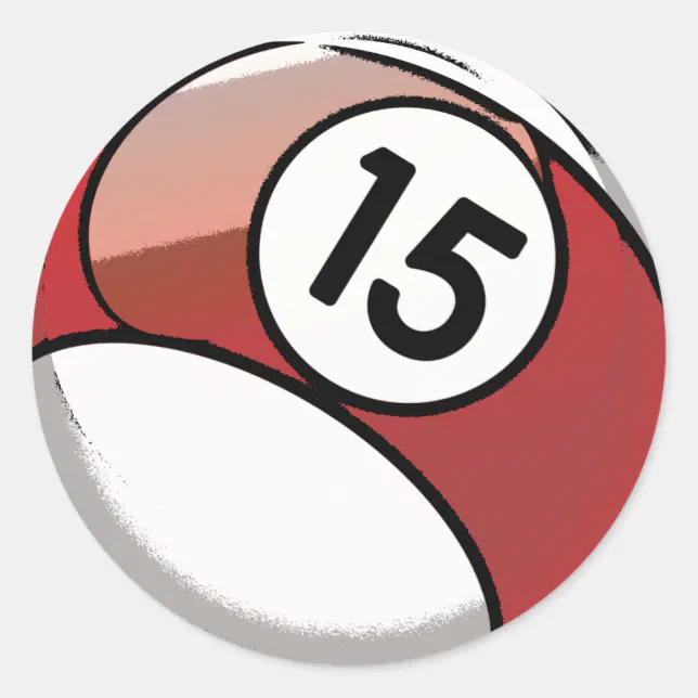 Comic Style Number 15 Billiards Ball Classic Round Sticker | Zazzle