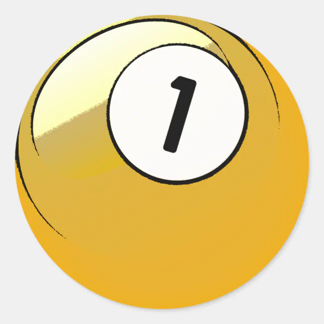 Comic Style Number 1 Billiards Ball Classic Round Sticker | Zazzle