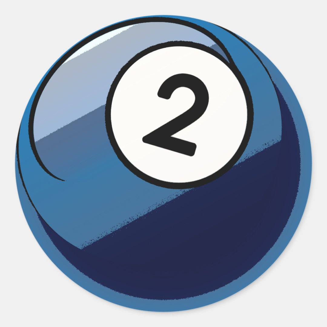 Comic Style Number 2 Billiards Ball Classic Round Sticker | Zazzle