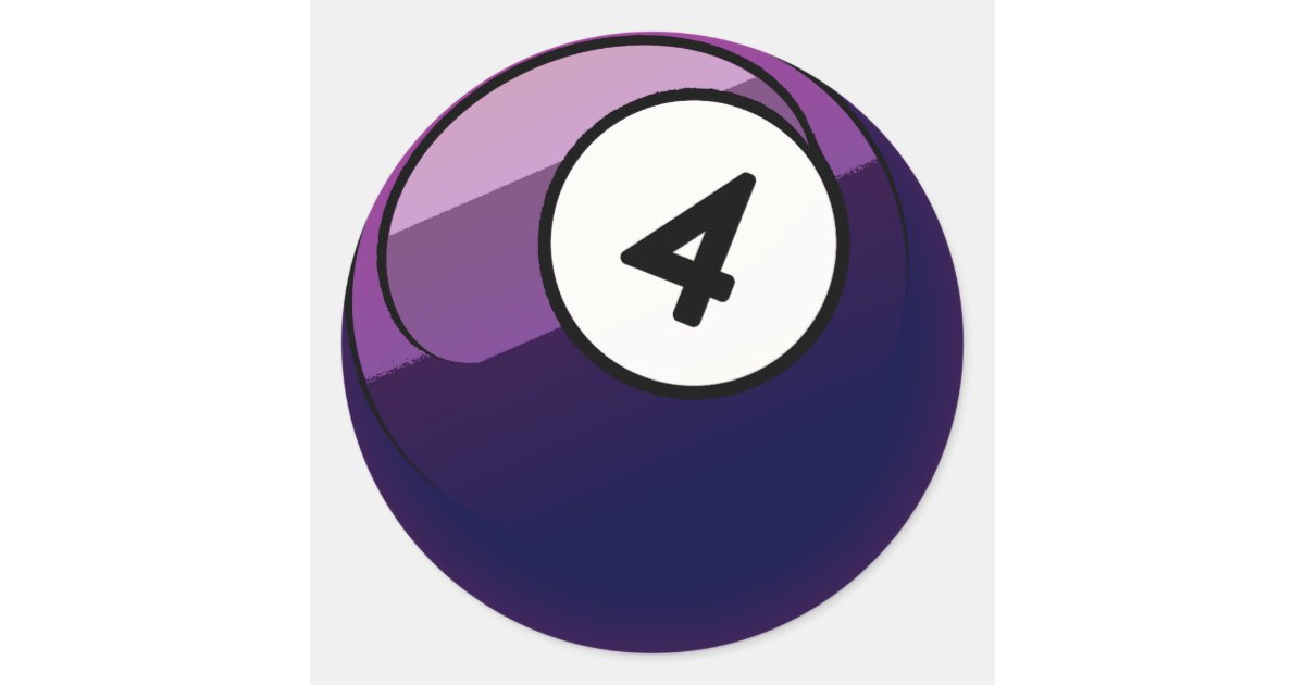 Comic Style Number 4 Billiards Ball Classic Round Sticker | Zazzle