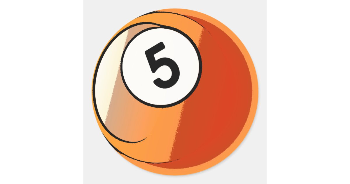 Comic Style Number 5 Billiards Ball Classic Round Sticker | Zazzle