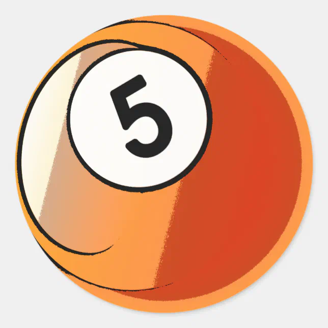 Comic Style Number 5 Billiards Ball Classic Round Sticker | Zazzle