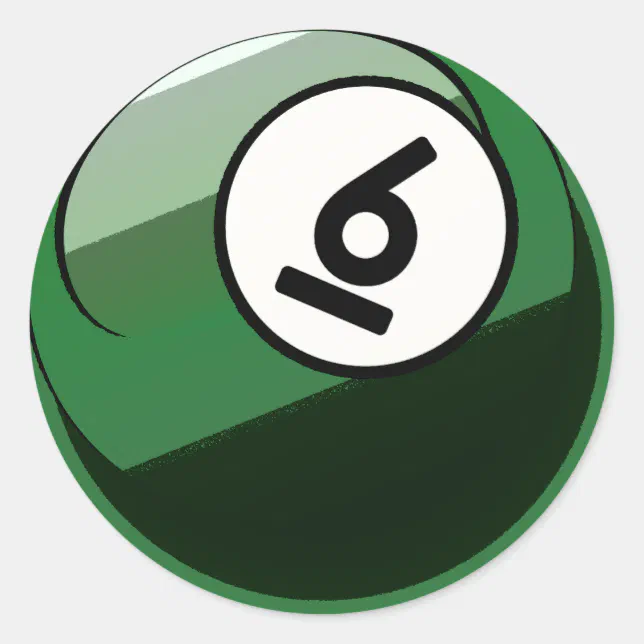 Comic Style Number 6 Billiards Ball Classic Round Sticker | Zazzle