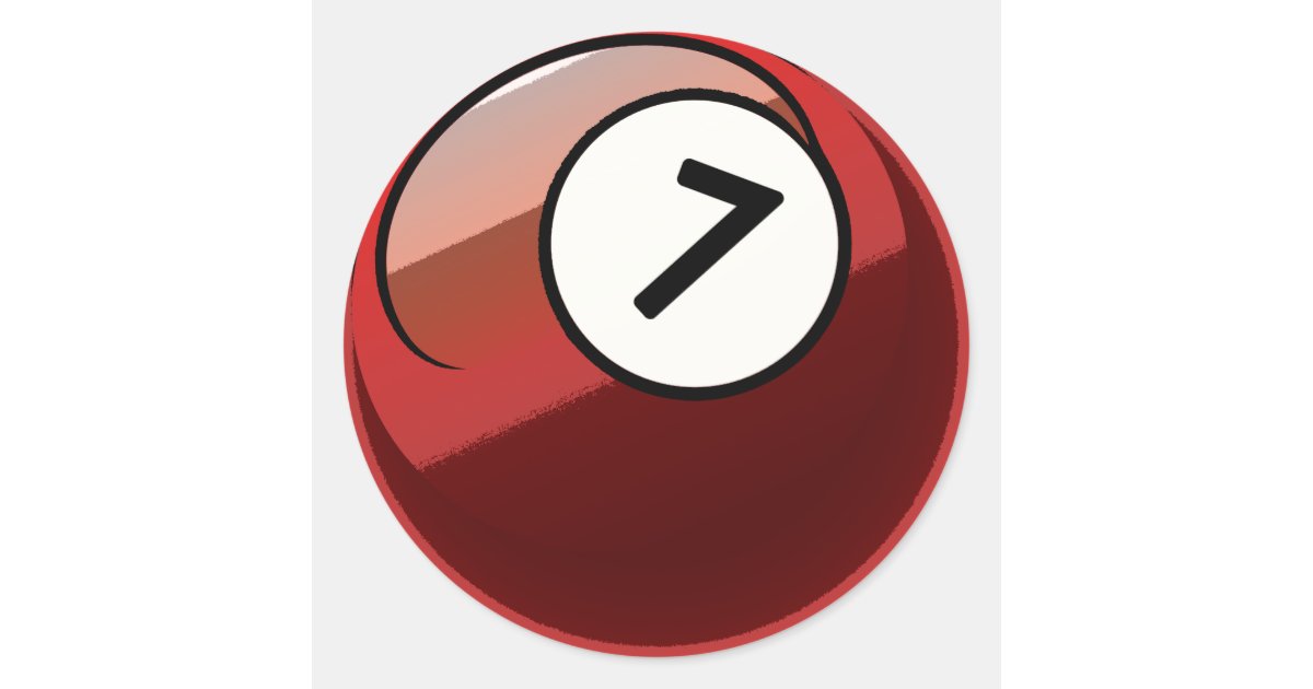 Comic Style Number 7 Billiards Ball Classic Round Sticker | Zazzle