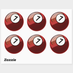 Comic Style Number 7 Billiards Ball Classic Round Sticker | Zazzle