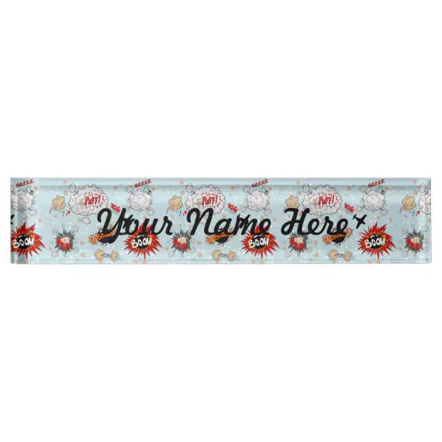Comic Style Super Hero Design Desk Name Plate | Zazzle