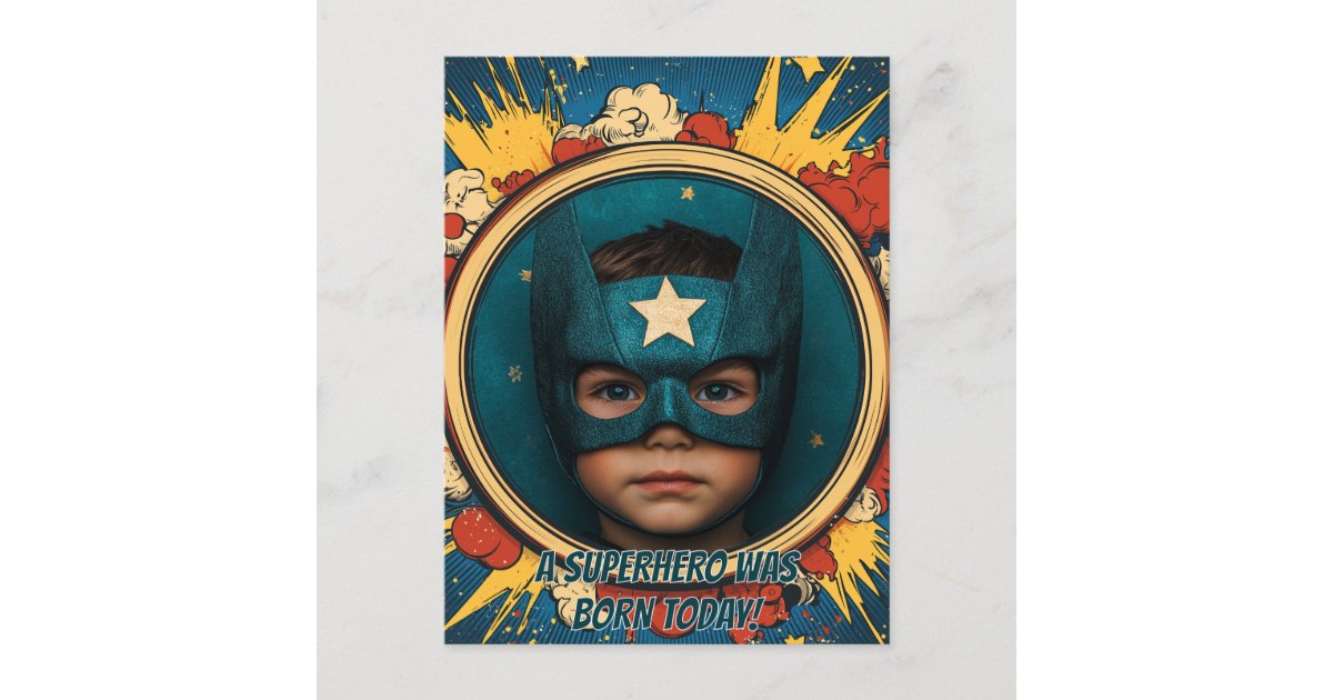 Comic Superhero Circular Postcard | Zazzle