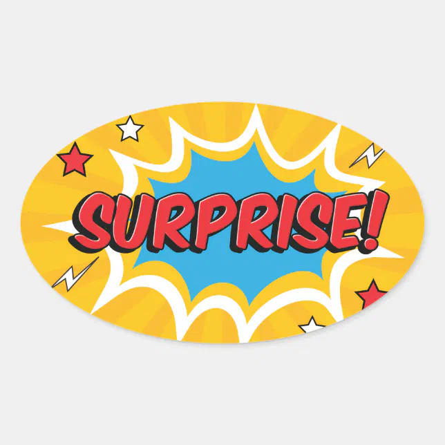Comic Surprise Burst Oval Sticker | Zazzle