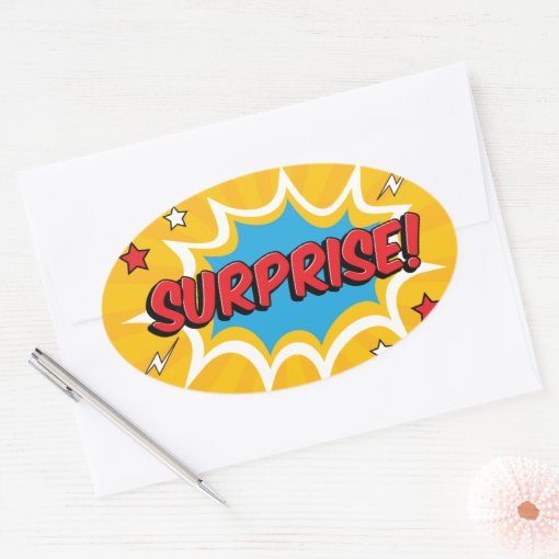 Comic Surprise Burst Oval Sticker | Zazzle