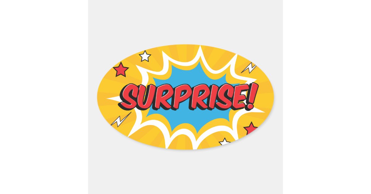 Comic Surprise Burst Oval Sticker | Zazzle