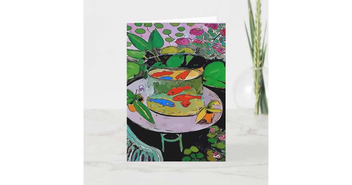 Comical Goldfish abstract Holiday Card | Zazzle