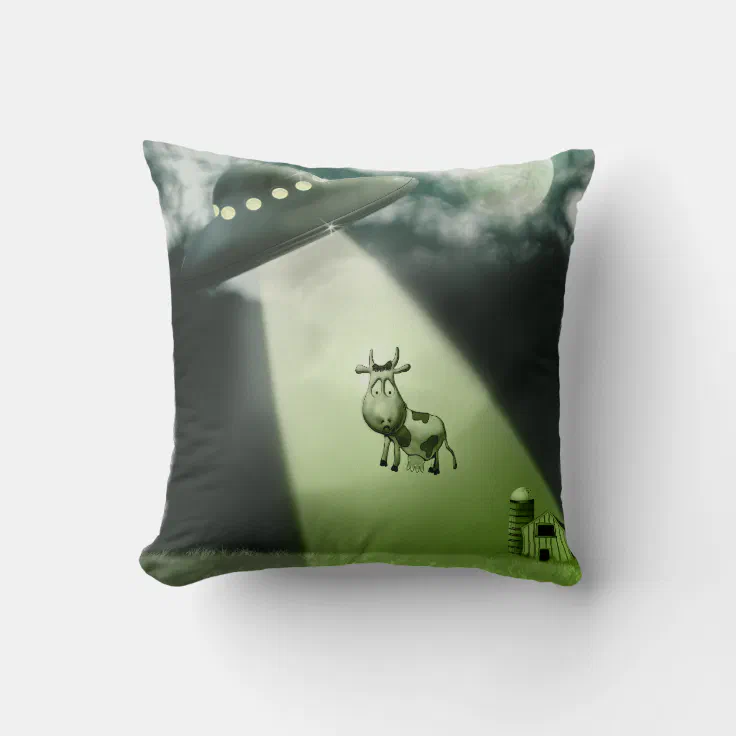 Comical UFO Cow Abduction American MoJo Pillows | Zazzle