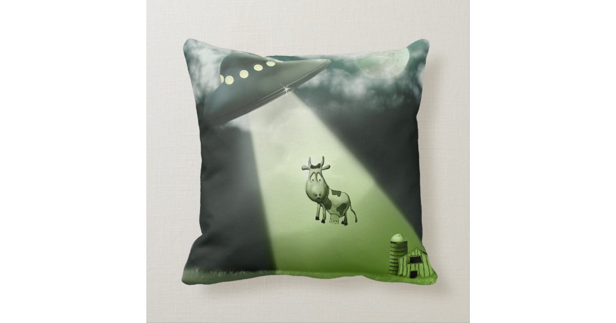 Comical UFO Cow Abduction American MoJo Pillows | Zazzle.com