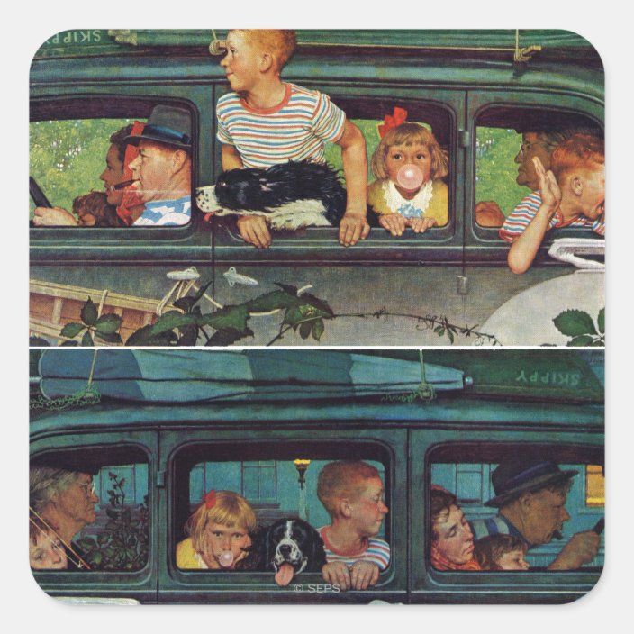 Coming and Going by Norman Rockwell Square Sticker | Zazzle.com