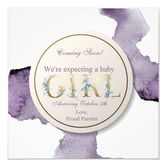 Coming Soon Baby Girl Floral Watercolor Invitation | Zazzle.com