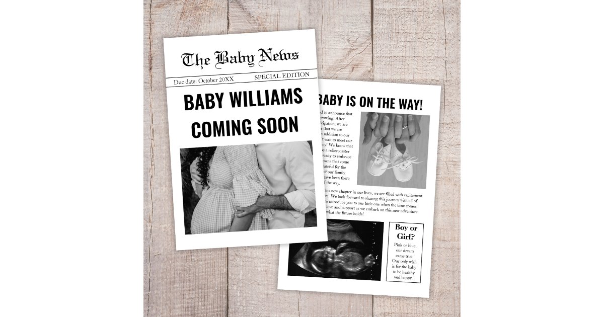 Coming Soon Baby Newspaper Pregnancy Announcement | Zazzle