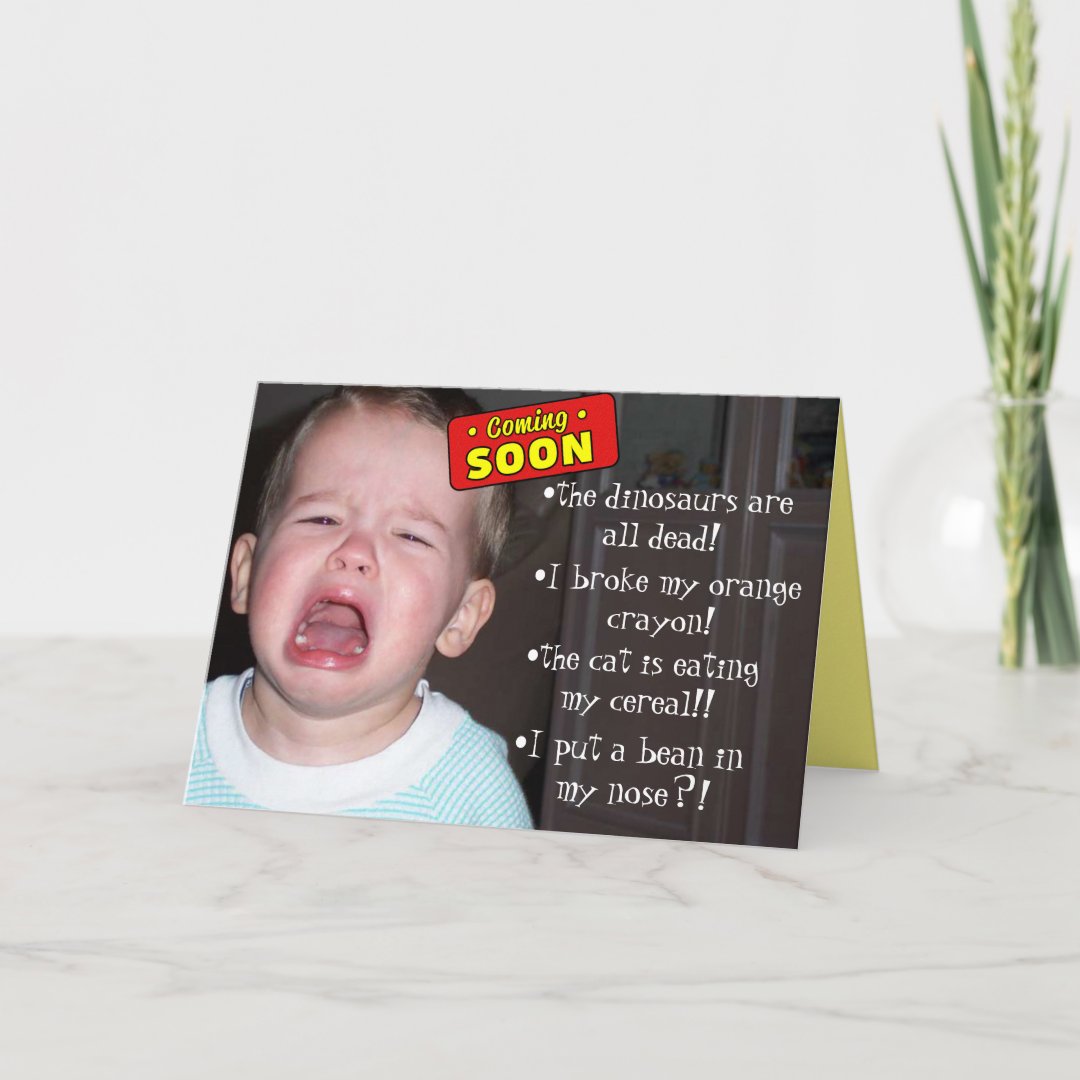 Coming Soon! Humorous Baby Shower Card | Zazzle