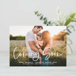 Coming Soon Modern Calligraphy Photo Pregnancy | Zazzle