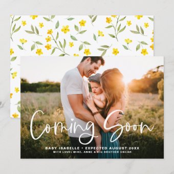 Coming Soon Modern Calligraphy Photo Pregnancy | Zazzle