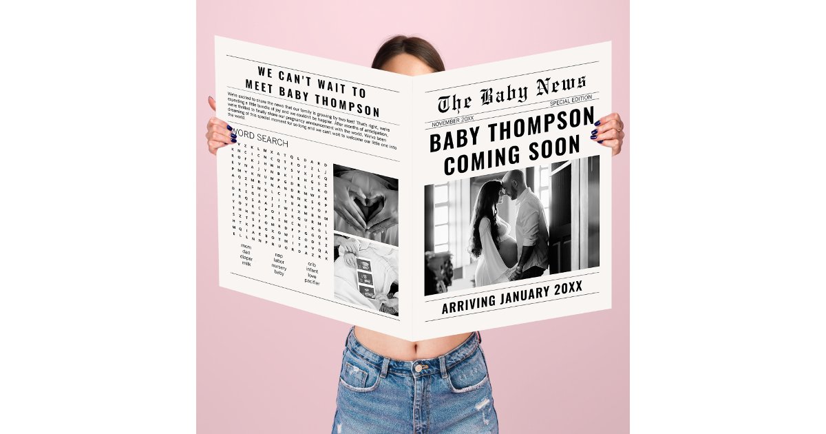 Coming Soon Newspaper Pregnancy Announcement Big Card | Zazzle