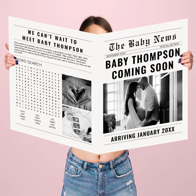 Coming Soon Newspaper Pregnancy Announcement Big Card | Zazzle
