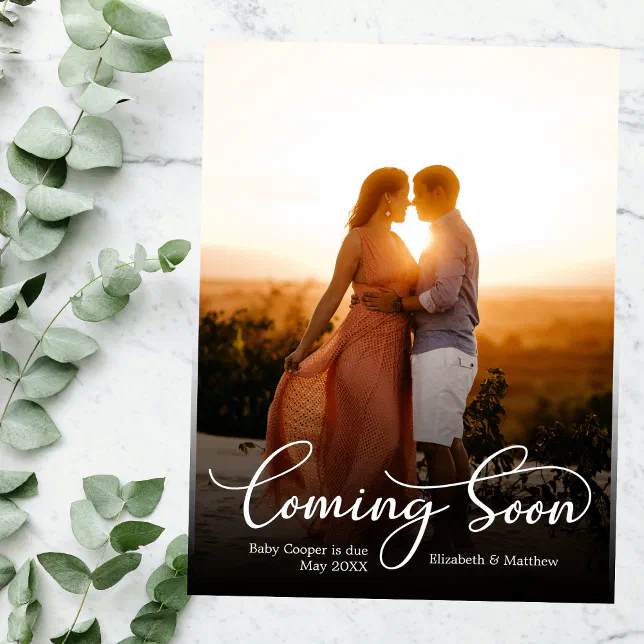 Coming Soon Photo Pregnancy Announcement Postcard | Zazzle