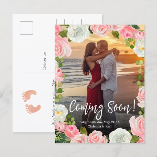 Coming Soon Photo Pregnancy Announcement Postcard | Zazzle