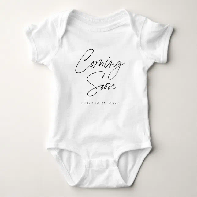 Coming Soon Script Custom Pregnancy Announcement Baby Bodysuit | Zazzle