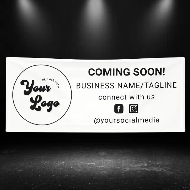 Coming Soon Social Media & Business Logo Minimal Banner | Zazzle