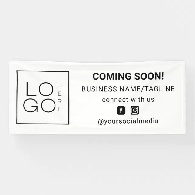Coming Soon Social Media & Square Business Logo Banner | Zazzle