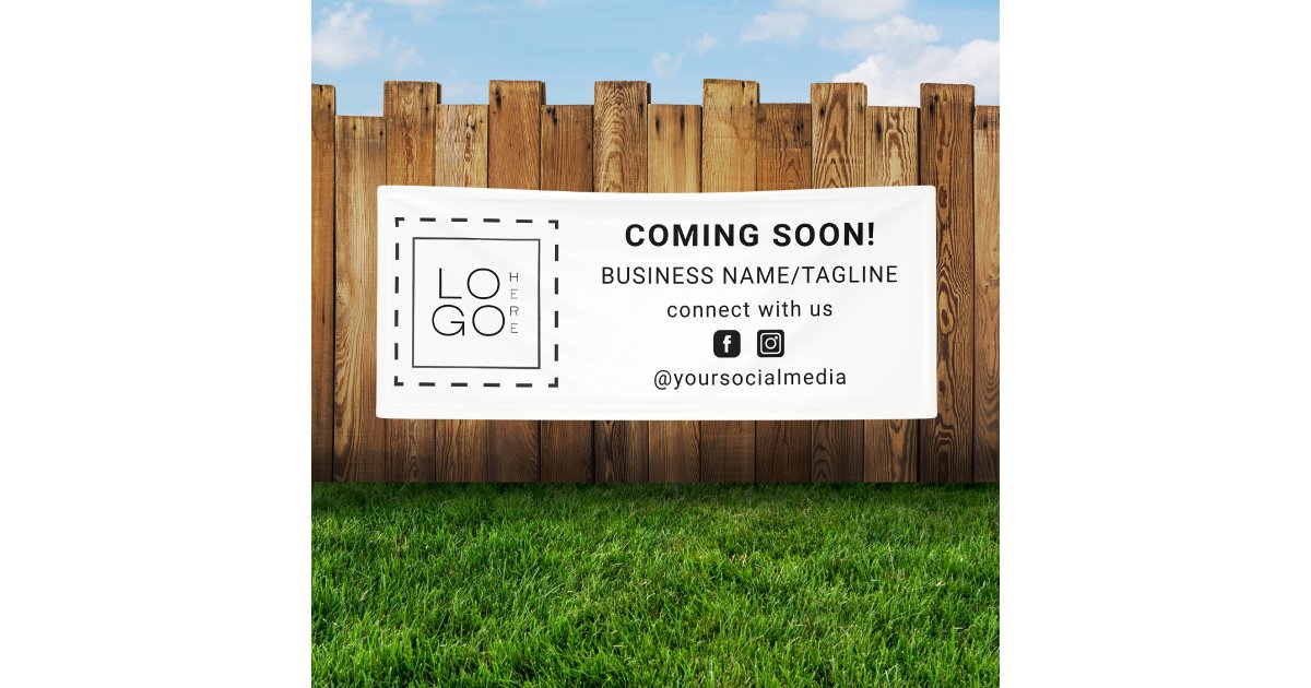 Coming Soon Social Media & Square Business Logo Banner | Zazzle
