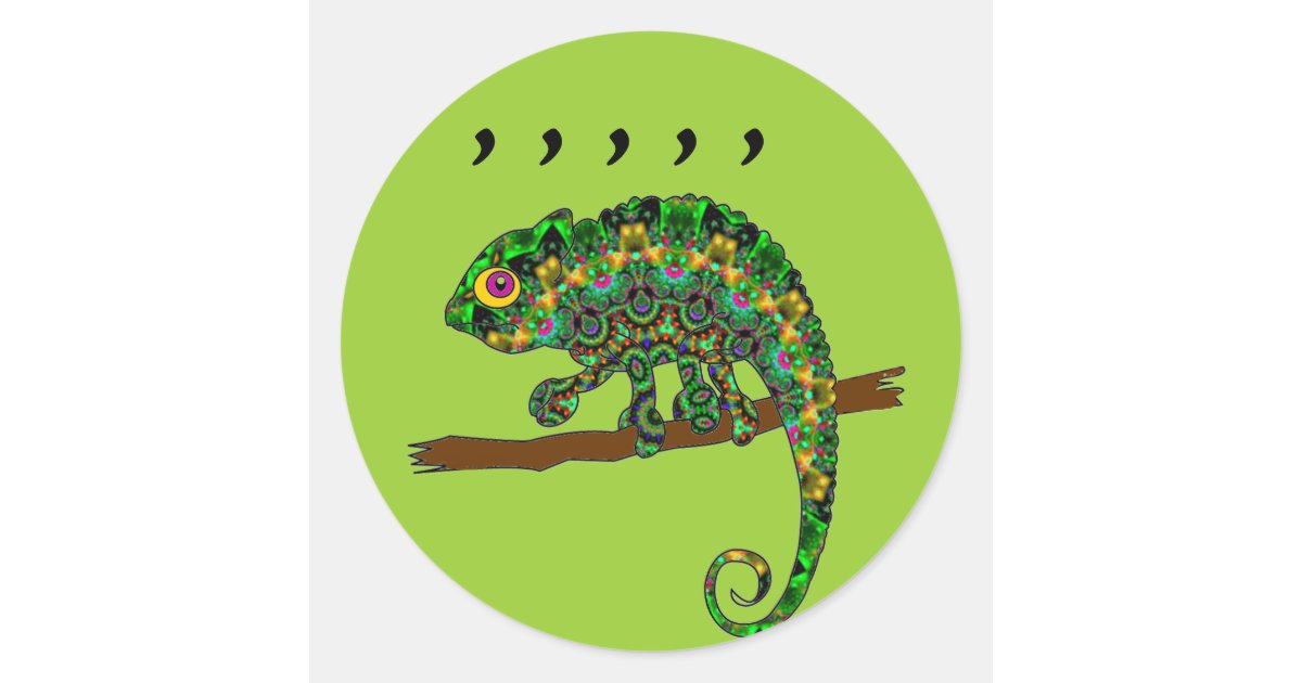 Comma Chameleon stickers | Zazzle